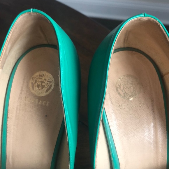 Versace | Shoes | Versace Teal Green Heel | Poshmark